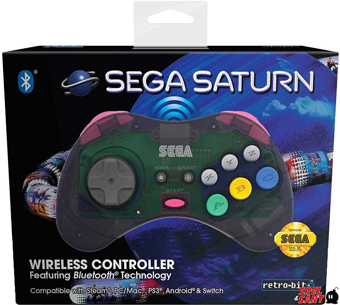 Retro-Bit Sega Saturn 8 Button Wireless Controller Slate Grey - Spel ...