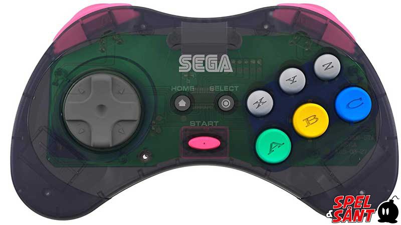 Retro-Bit Sega Saturn 8 Button Wireless Controller Slate Grey - Spel ...