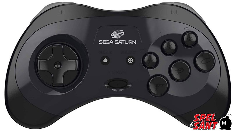 Retro-Bit Sega Saturn 8 Button Wireless Controller Black - Spel & Sånt ...