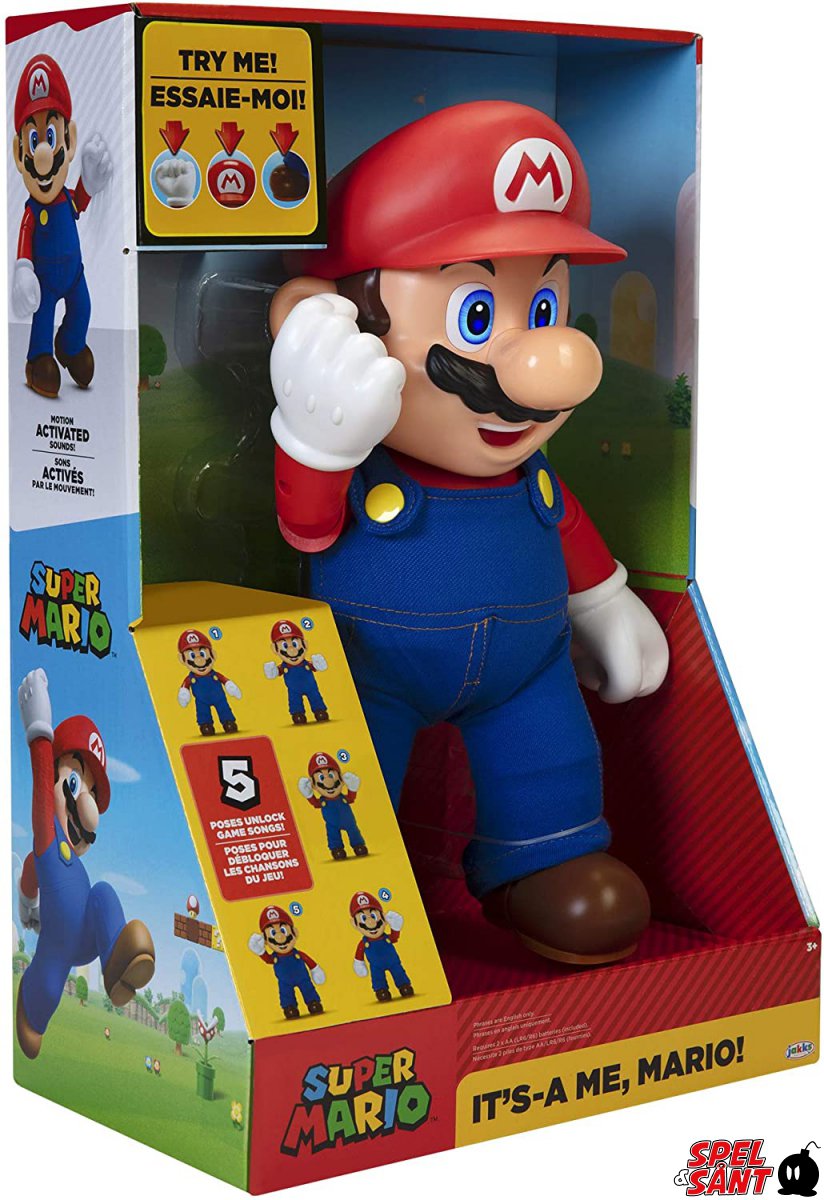 Super Mario Its-a-me, Mario! Talking Posable Mario Figure 30cm - Spel ...
