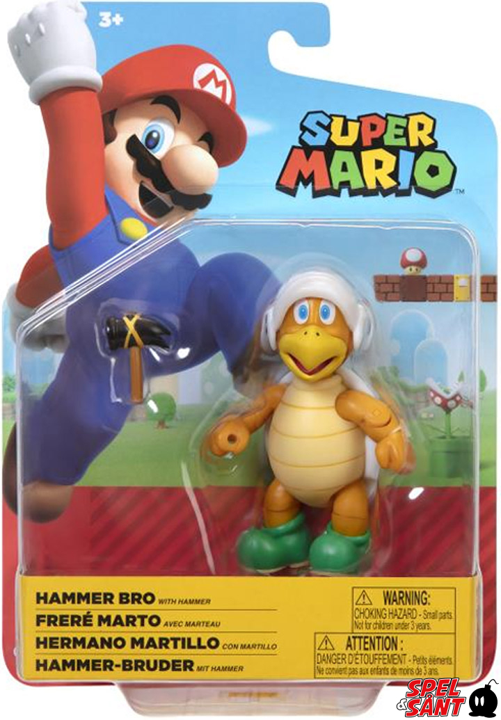 World of Nintendo Super Mario 10cm Hammer Bro with Hammer Figure - Spel ...