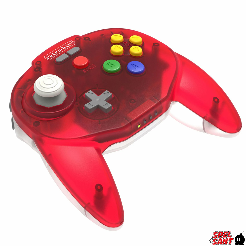 Retro-bit Tribute64 2.4 GHz Wireless Controller V2 - Clear Red - Spel ...